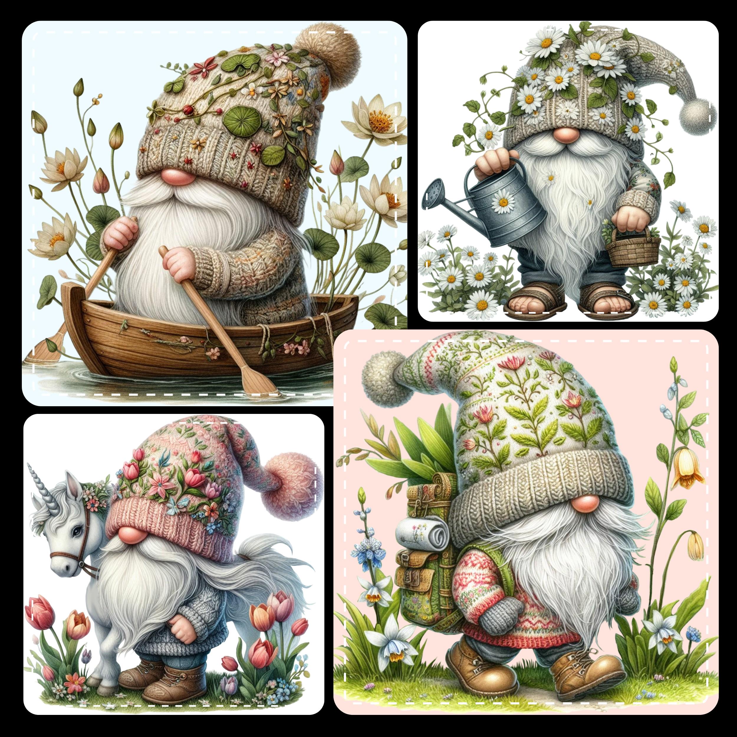 Spring Gnome Clipart: Floral Garden PNG Bundle (33 Files) - Etsy