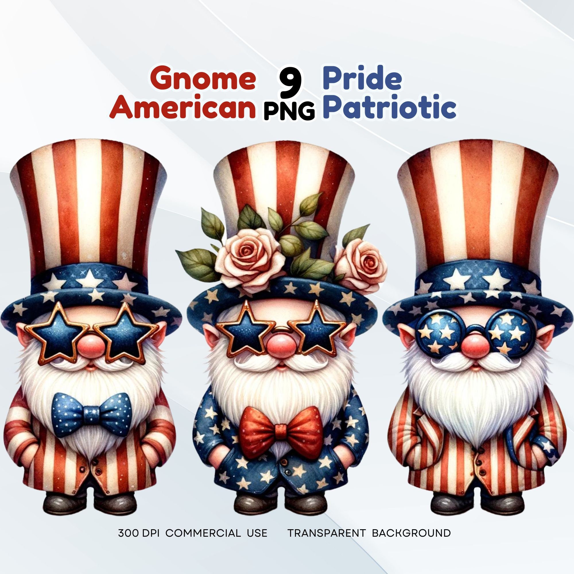 Patriotic Gnome PNG Clipart, 4th of July Clipart, American Flag PNG ...