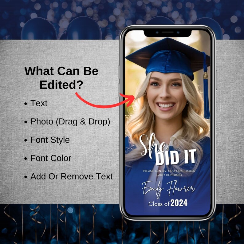 Digital Invite, Grad Party Invitation, Graduation Invitation ...