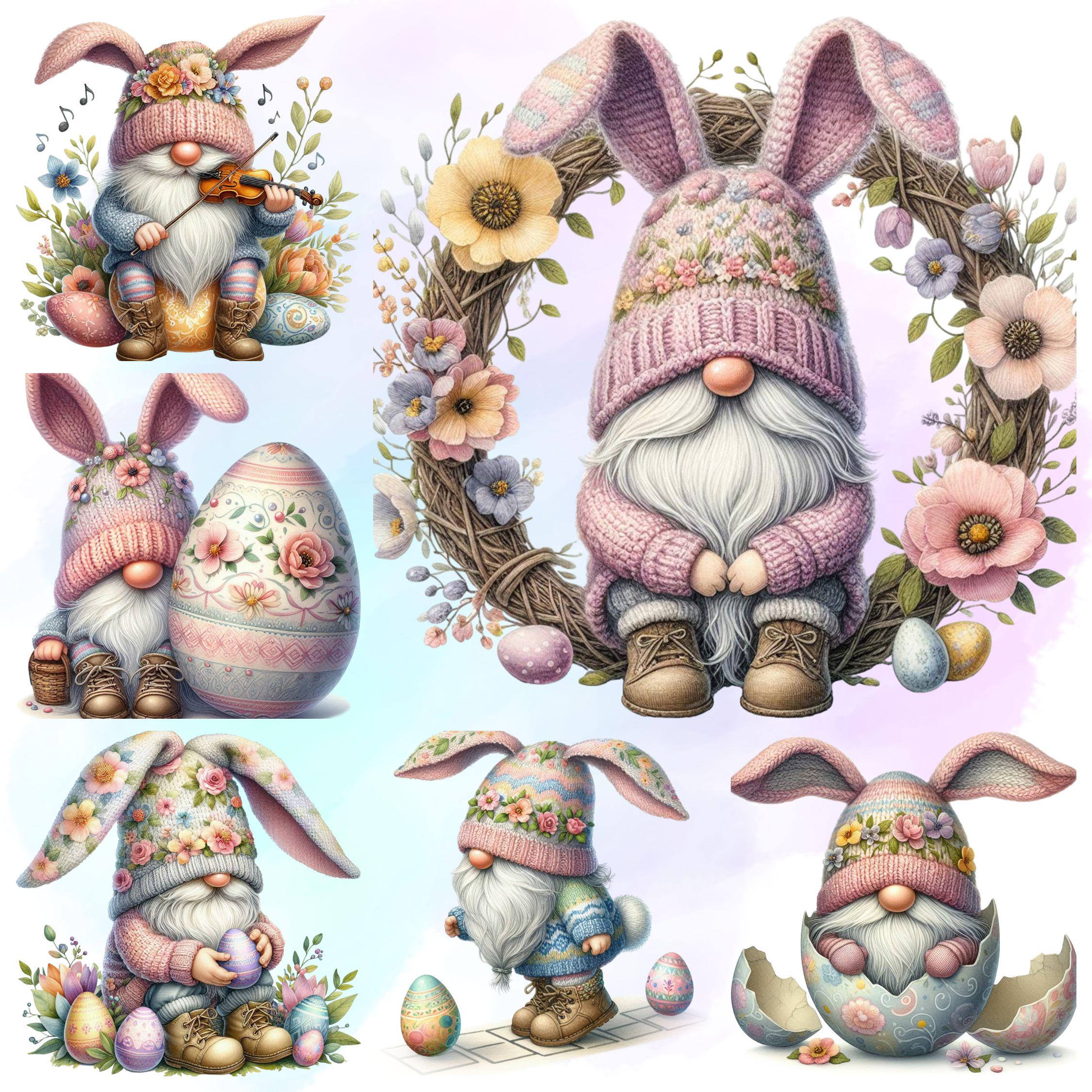 34 Easter Gnomee Clipart PNG Bundle, Spring Gnome With Bunny Ears ...
