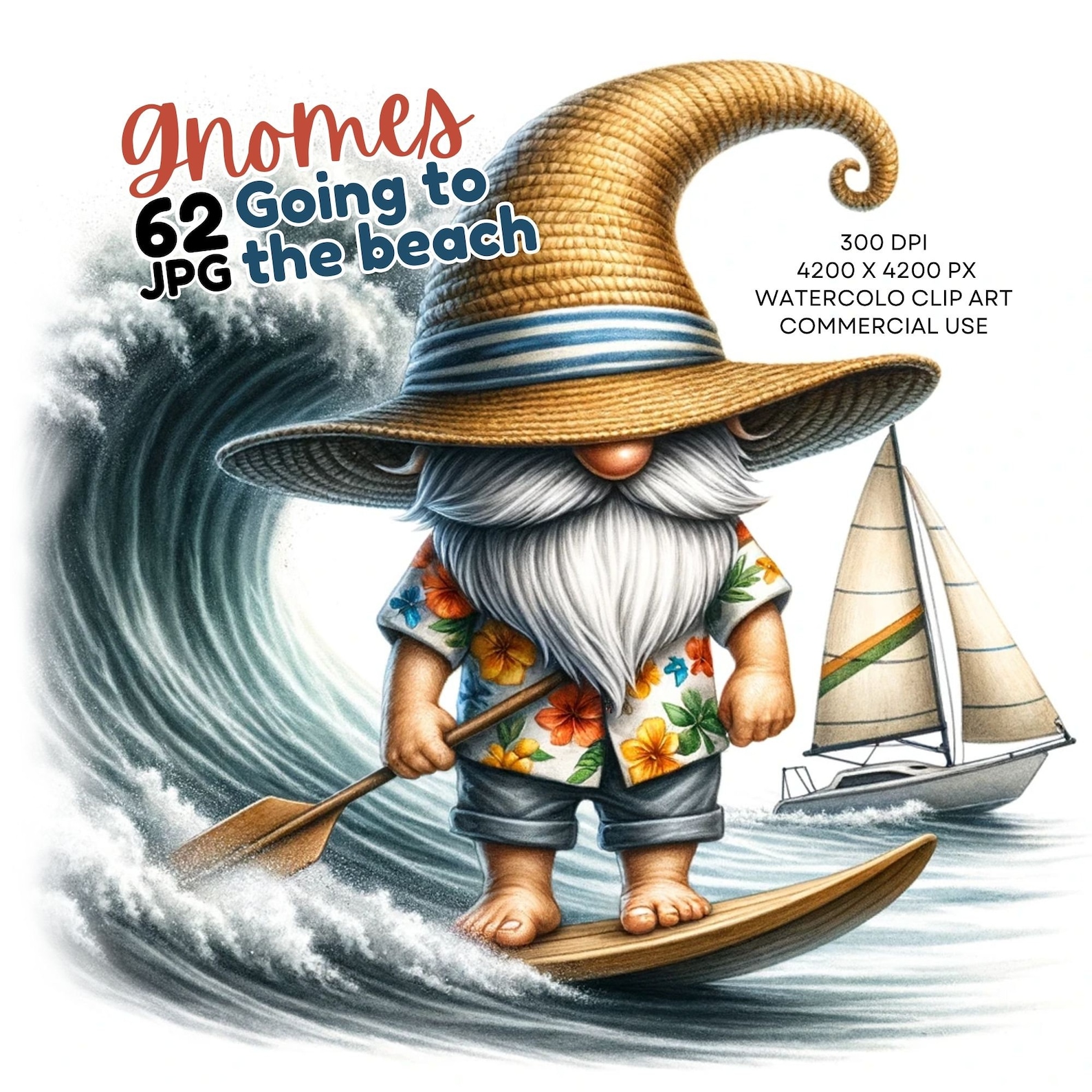 Going to the Beach, Whimsical Beach Gnomes Clip Art Set for Summer ...