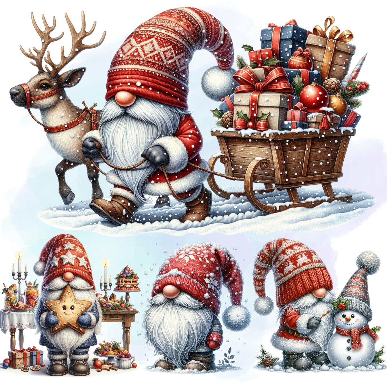 Christmas Gnomee Clipart, Holiday Gnome Artful, Christmas Gnom Clipart ...