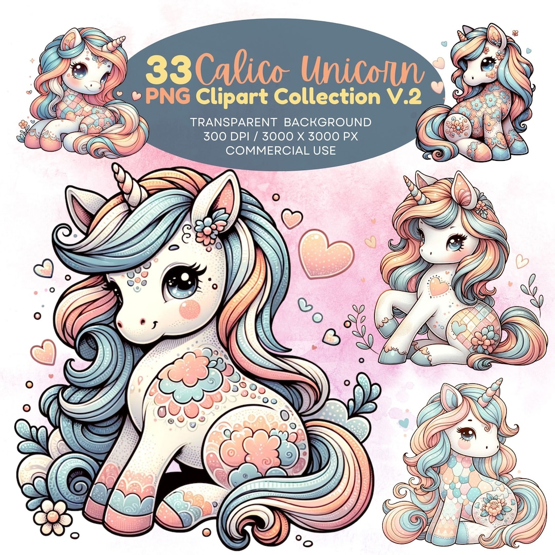 Cute Unicorn With a Calico Pattern in Pastel Colors, Magical Calico ...