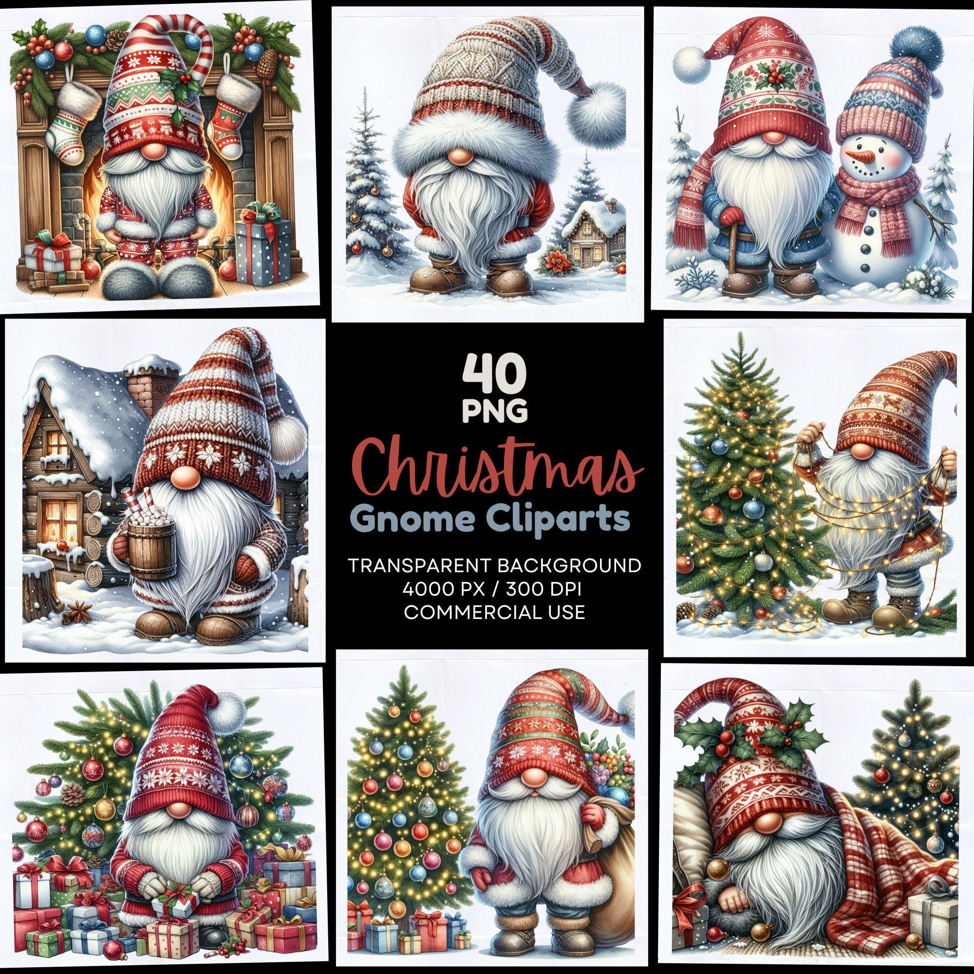 Christmas Gnome Clipart Bundle: 36 Holiday Pngs (commercial Use) - Etsy