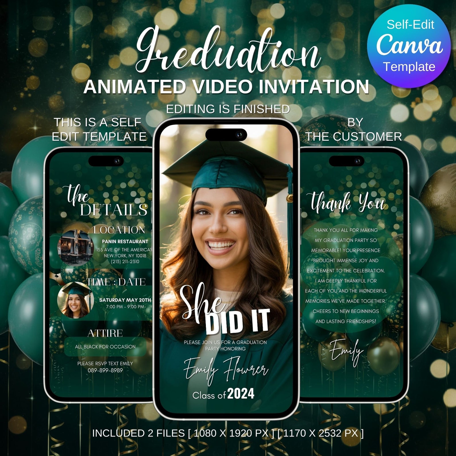 Graduation Animated Video Invitation Template Self-edit Canva Template ...