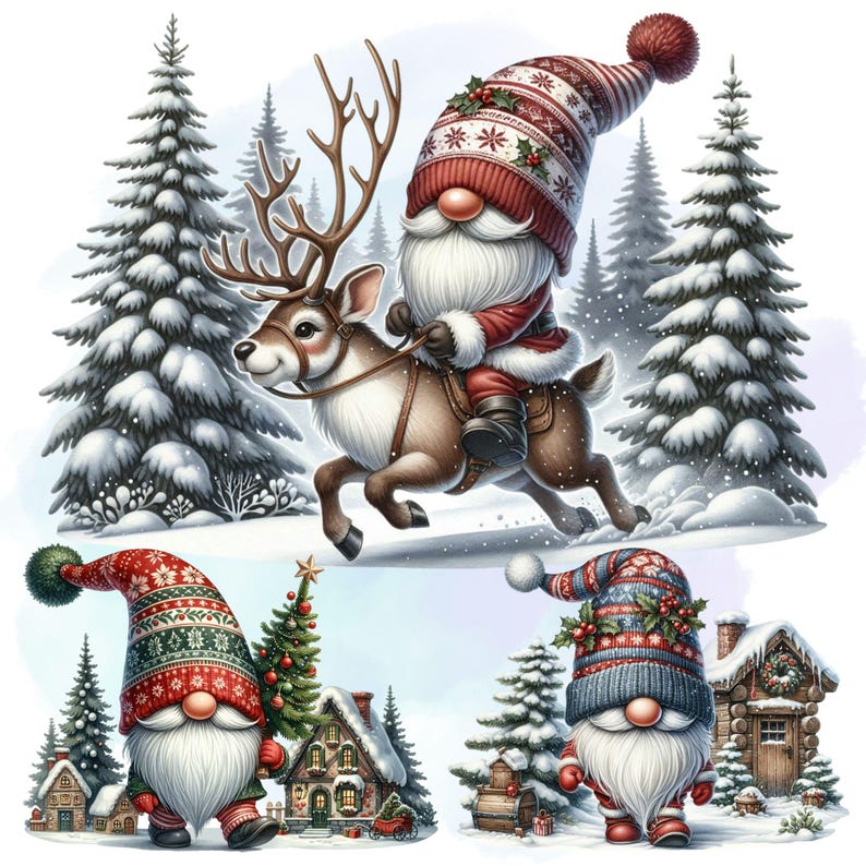 Christmas Gnomee Clipart, Holiday Gnome Artful, Christmas Gnom Clipart ...