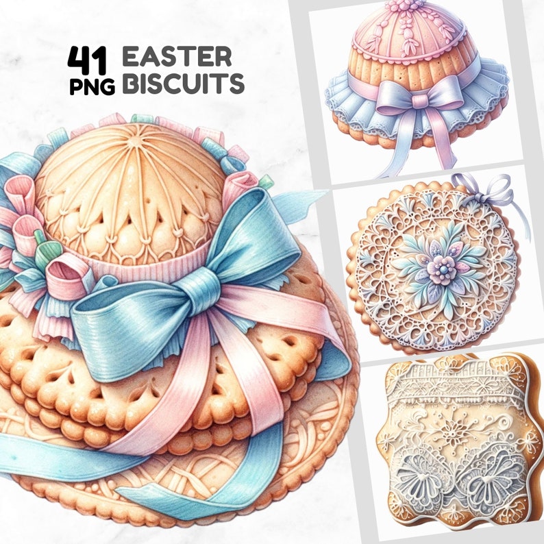Watercolor Easter Biscuits Clipart, 35 High Quality PNG Files, Cute ...
