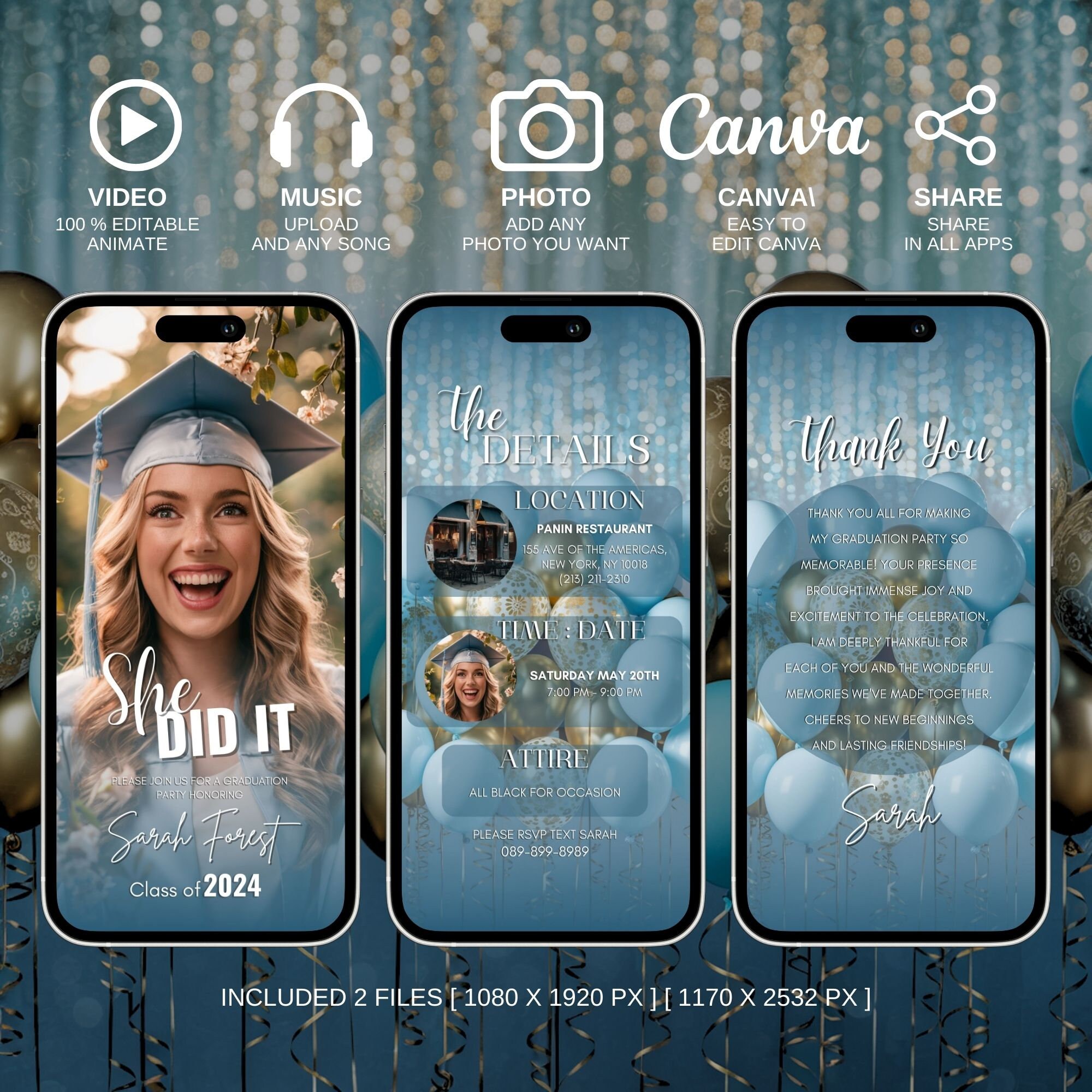 Digital Invite, Grad Party Invitation, Graduation Invitation ...