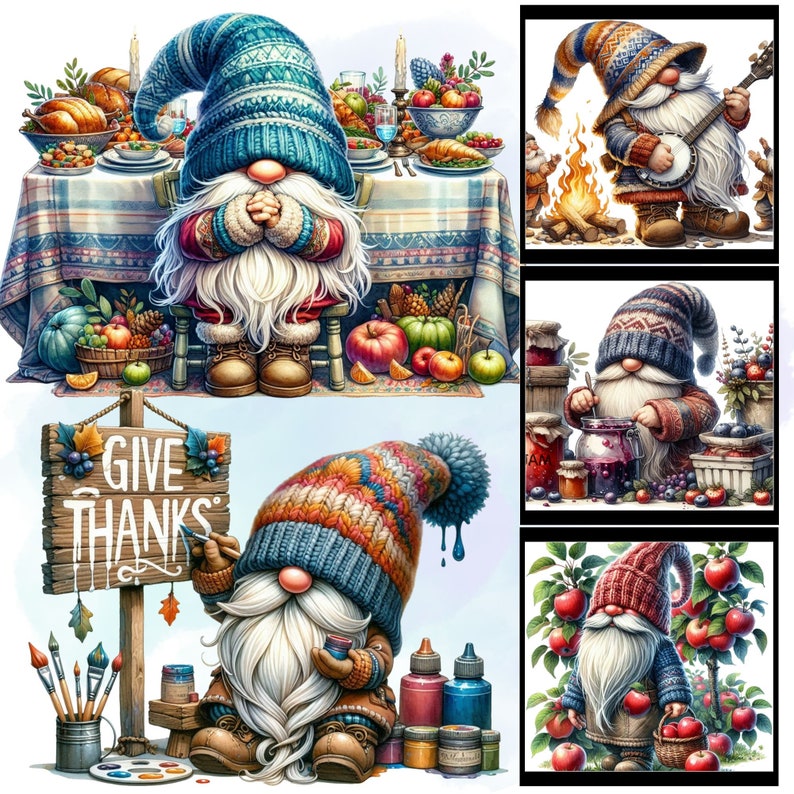 Thanksgiving Gnome Clipart Set: 46 Festive Pngs (digital Download) - Etsy