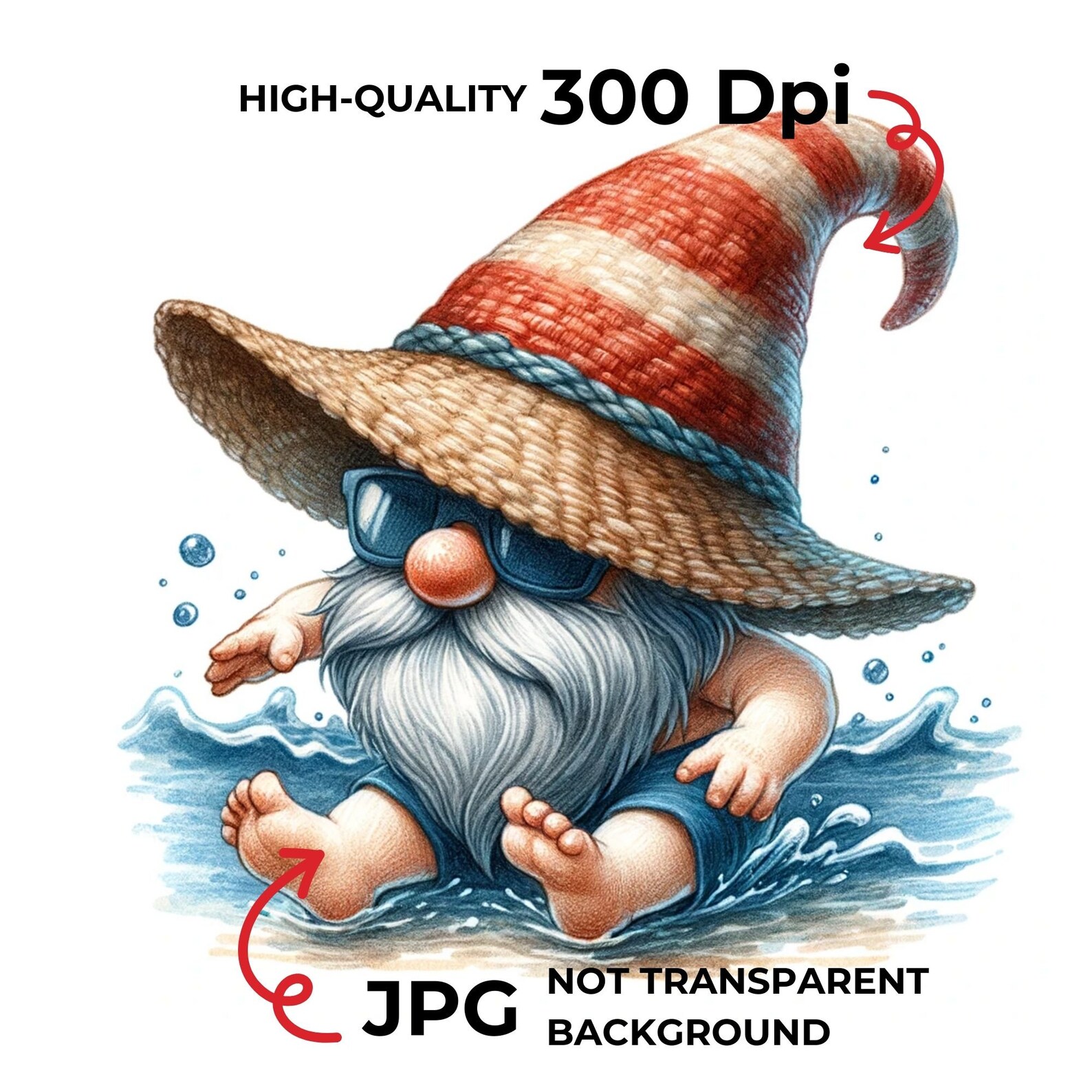 Going to the Beach, Whimsical Beach Gnomes Clip Art Set for Summer ...