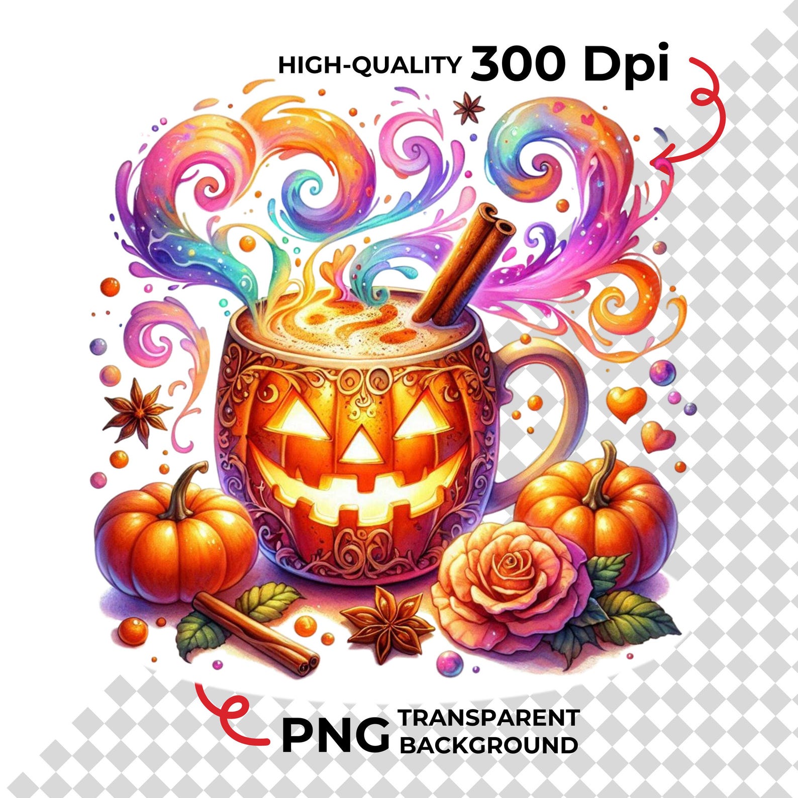 Halloween Pumpkin Spice Latte PNG File: Magical Fall Clipart - Etsy