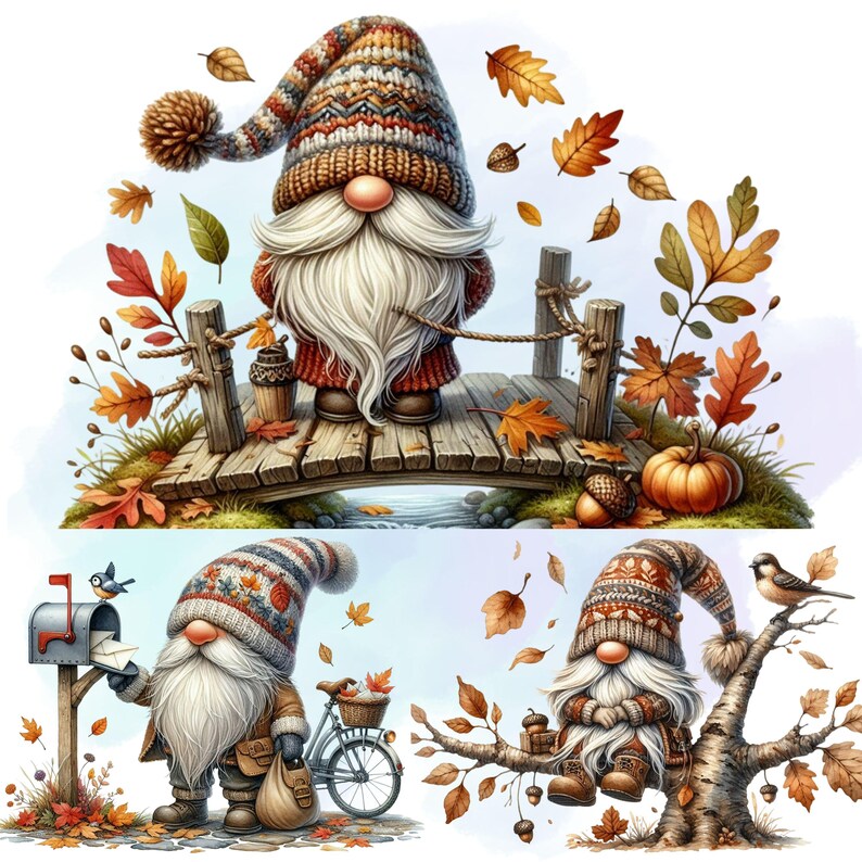 Fall Gnome Clipart: Autumn PNG Bundle (digital Download) - Etsy