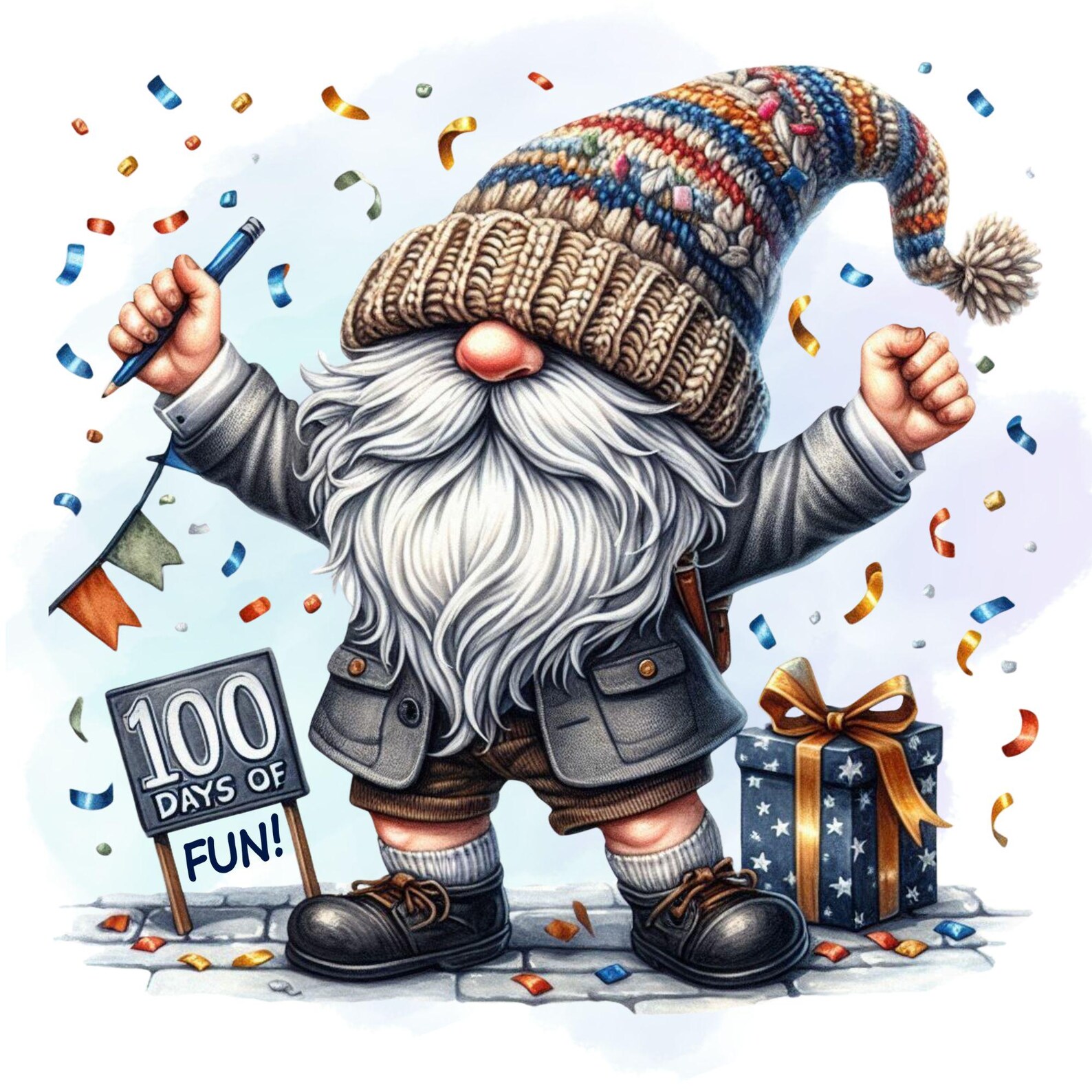100 Days of School Gnomee Clipart, Gnomee School Decorations, Gnome ...