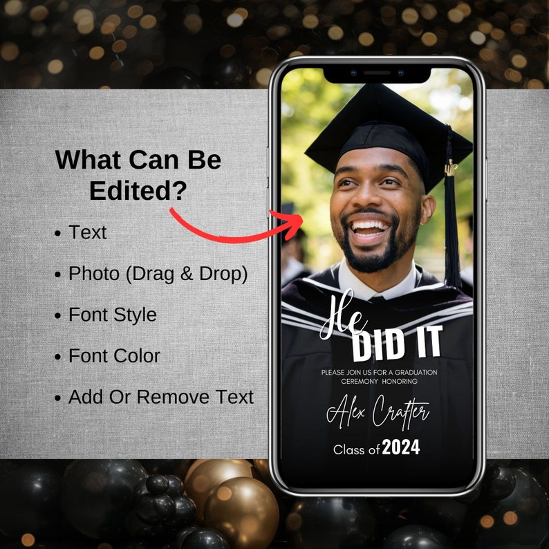 Digital Invite, Grad Party Invitation, Graduation Invitation ...