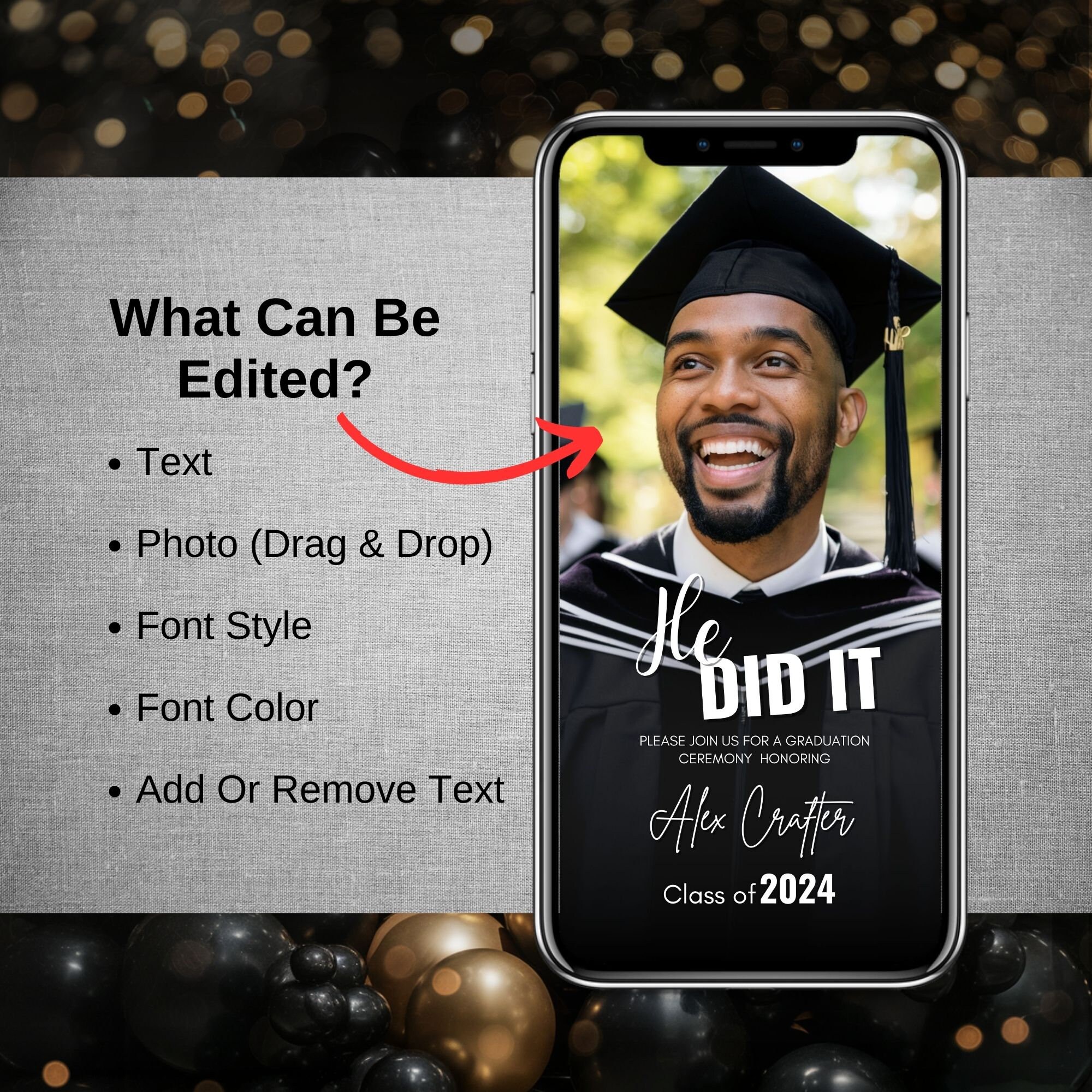 Digital Invite, Grad Party Invitation, Graduation Invitation ...