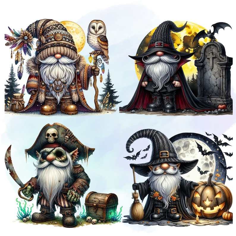 Spooky Halloween Gnome Clipart Artful, Halloween Gnomee Character ...