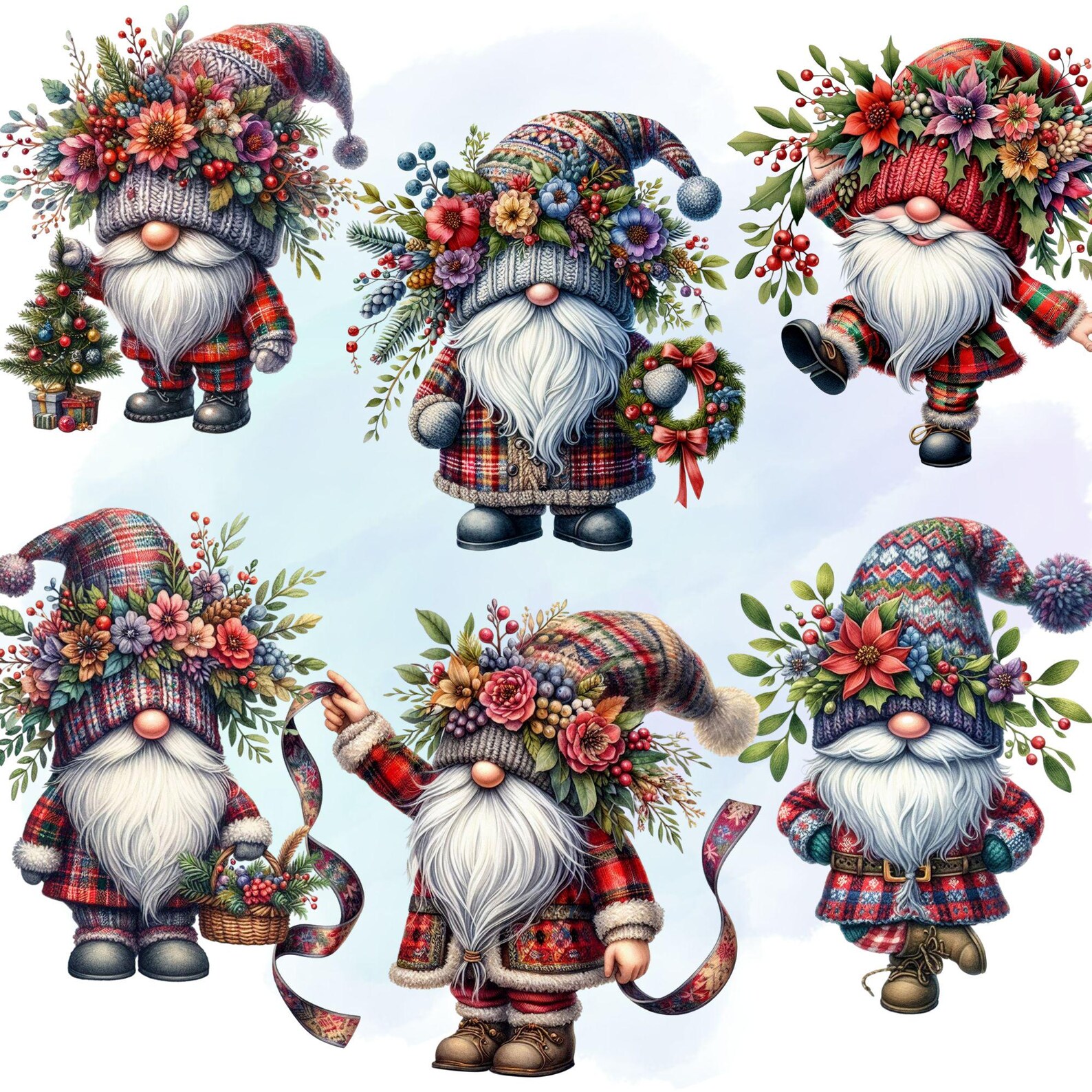 Christmas Winter Gnomee Cliparts, Festive Winter Gnome Artful ...