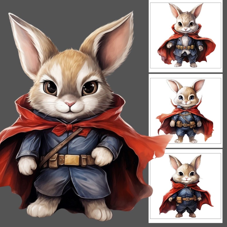 Easter Bunny Superhero, Whimsical Easter Wall Art Download, Adorable ...