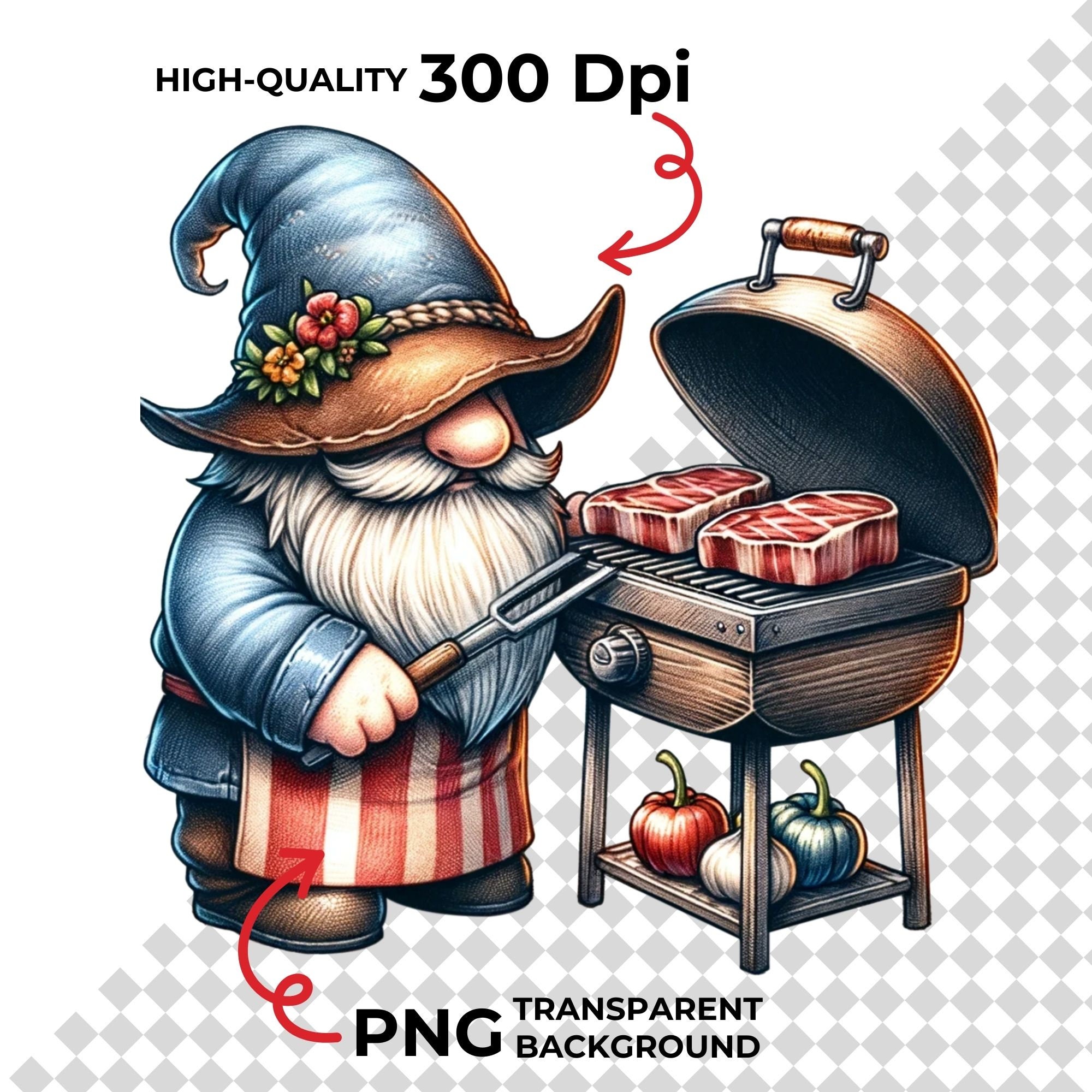 Barbecue Gnome, BBQ Gnome, Grill Gnome, Gnomes Having a Barbecue ...