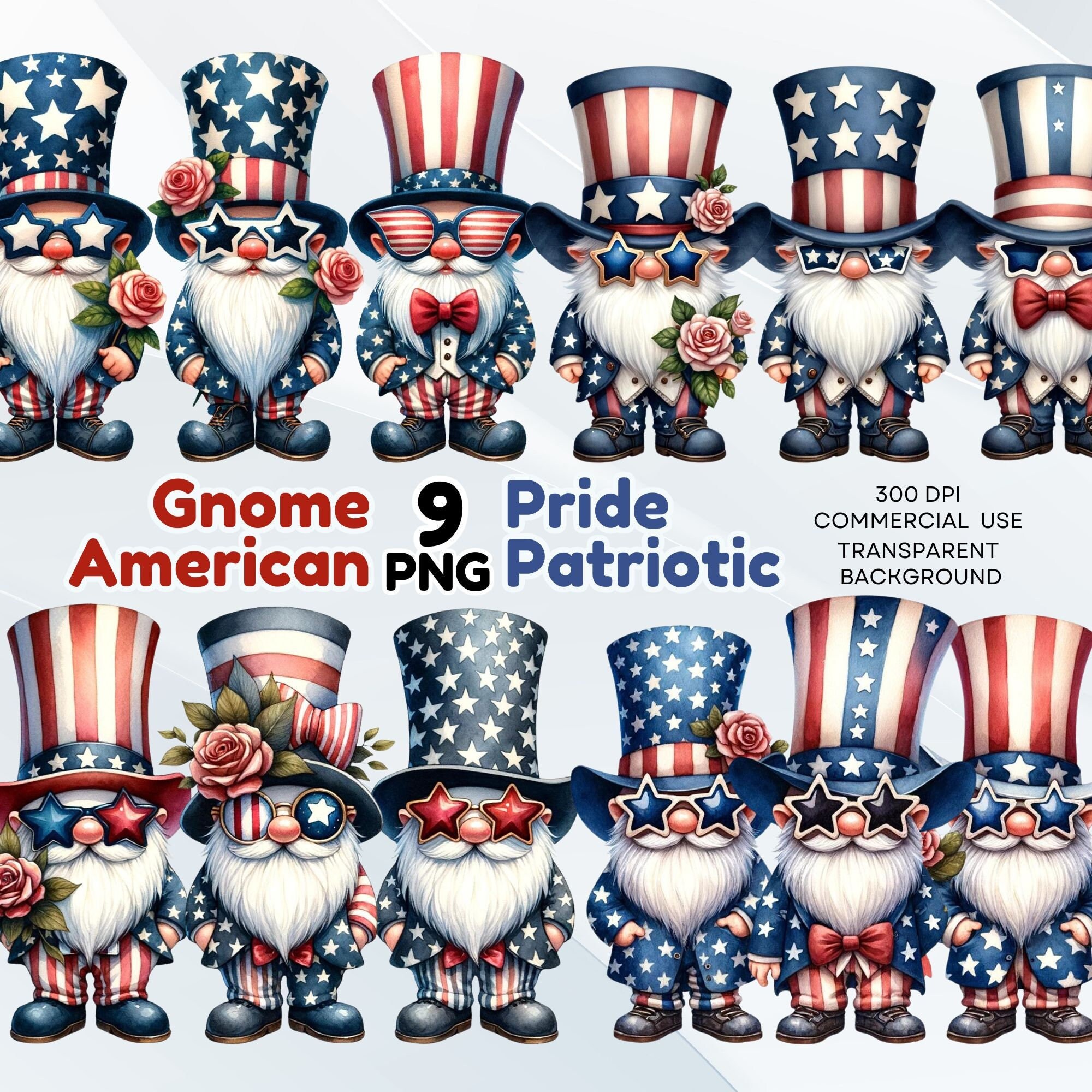 Patriotic Gnome PNG Clipart, 4th of July Clipart, American Flag PNG ...