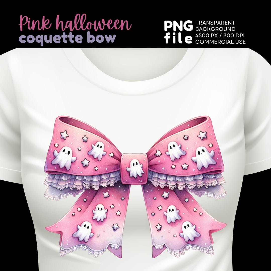 Pink Halloween Ghost Bow Clipart: Coquette PNG (digital Download) - Etsy