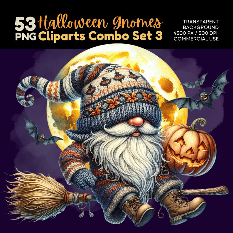 Spooky Halloween Gnome Clipart Artful, Halloween Gnomee Character ...