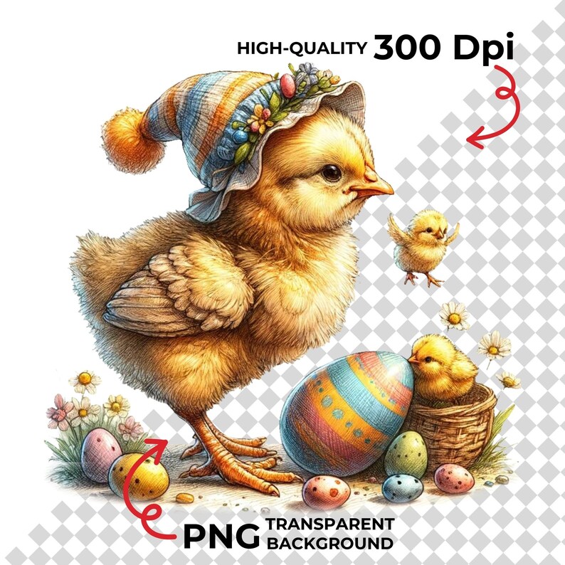 Easter Chick Clipart, Cute Easter Chick Clipart Bundle, High-quality ...