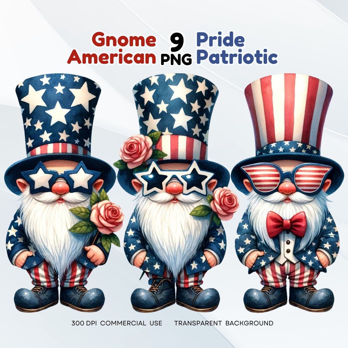 Patriotic Gnome PNG Clipart, 4th of July Clipart, American Flag PNG ...