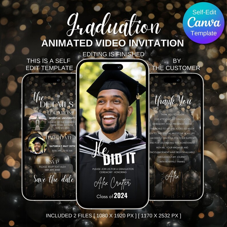 Digital Invite, Grad Party Invitation, Graduation Invitation ...