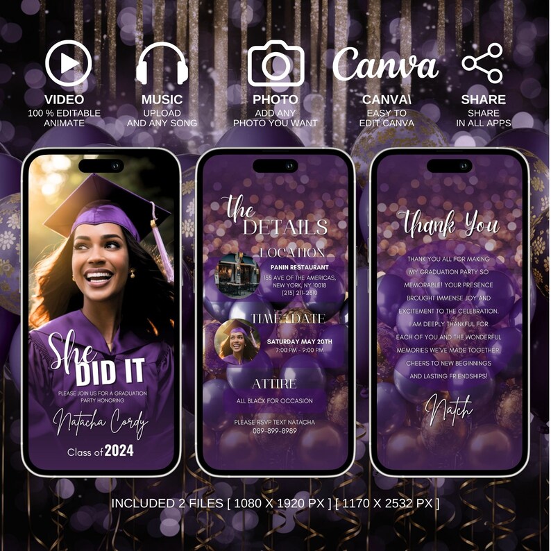 Digital Invite, Grad Party Invitation, Graduation Invitation ...