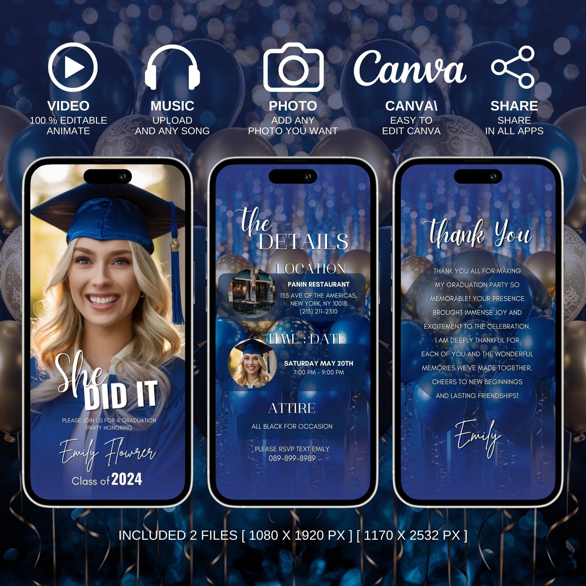 Digital Invite, Grad Party Invitation, Graduation Invitation ...