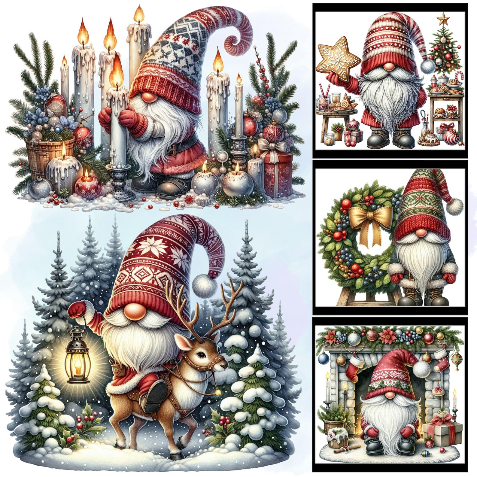 Christmas Gnomee Clipart, Holiday Gnome Artful, Christmas Gnom Clipart ...
