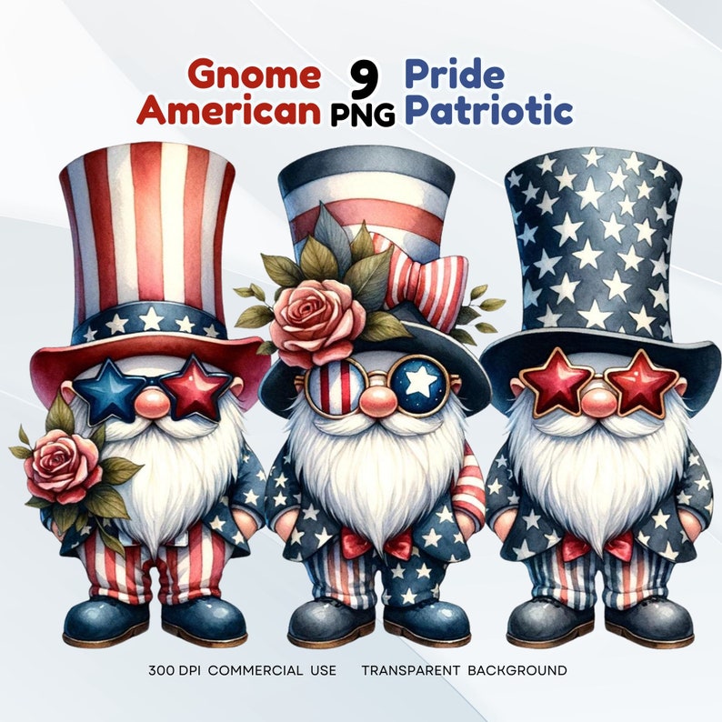 Patriotic Gnome PNG Clipart, 4th of July Clipart, American Flag PNG ...
