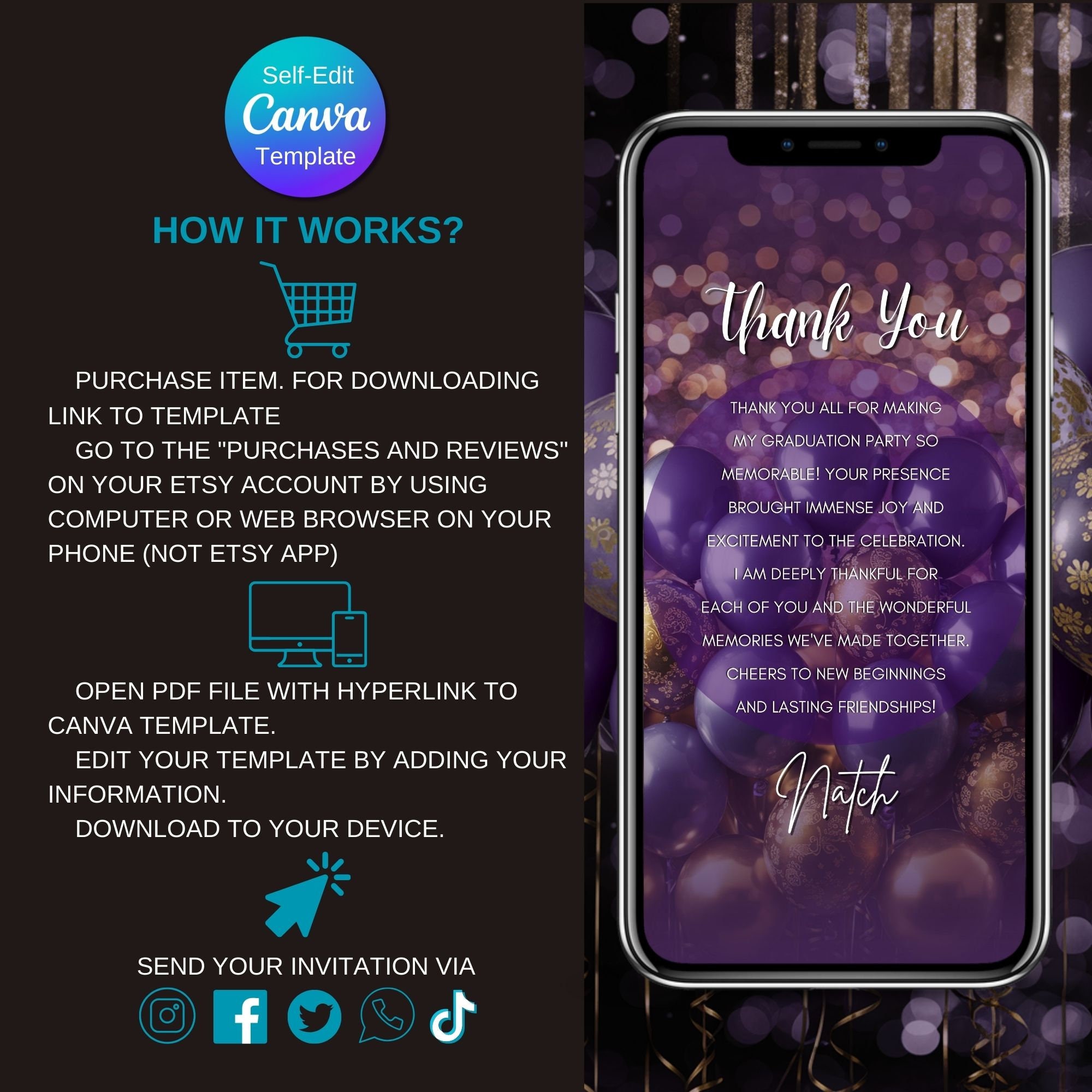 Digital Invite, Grad Party Invitation, Graduation Invitation ...