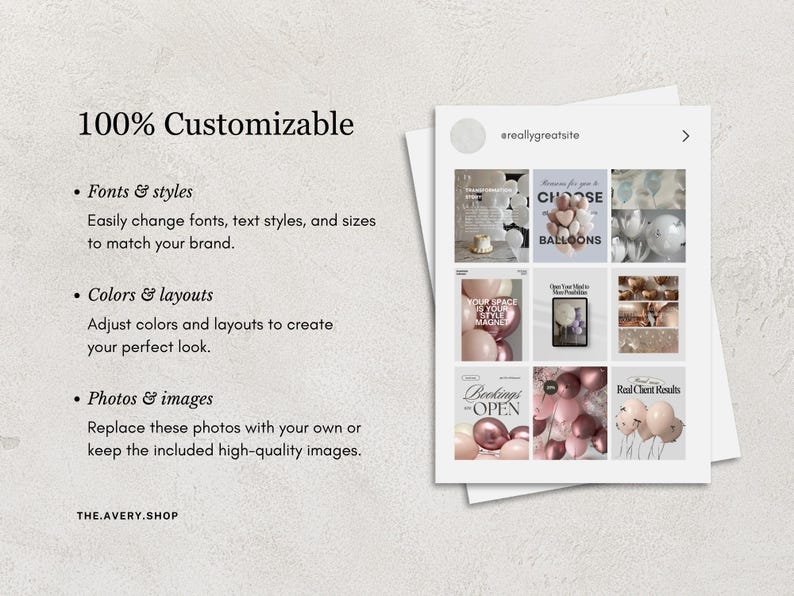 Balloon Business Instagram Templates, Party Decor Social Media Kit (130 ...