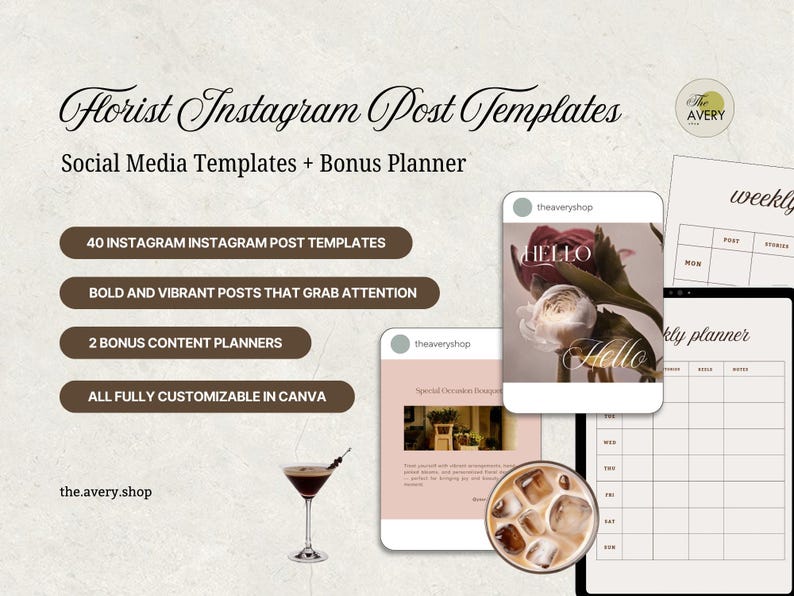 Florist Instagram Templates: Floral Social Media Kit (canva Editable ...