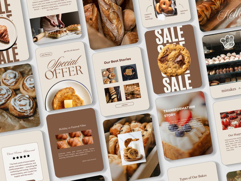Bakery Instagram Templates Bundle, Canva Cake & Pastry Posts, Stories ...