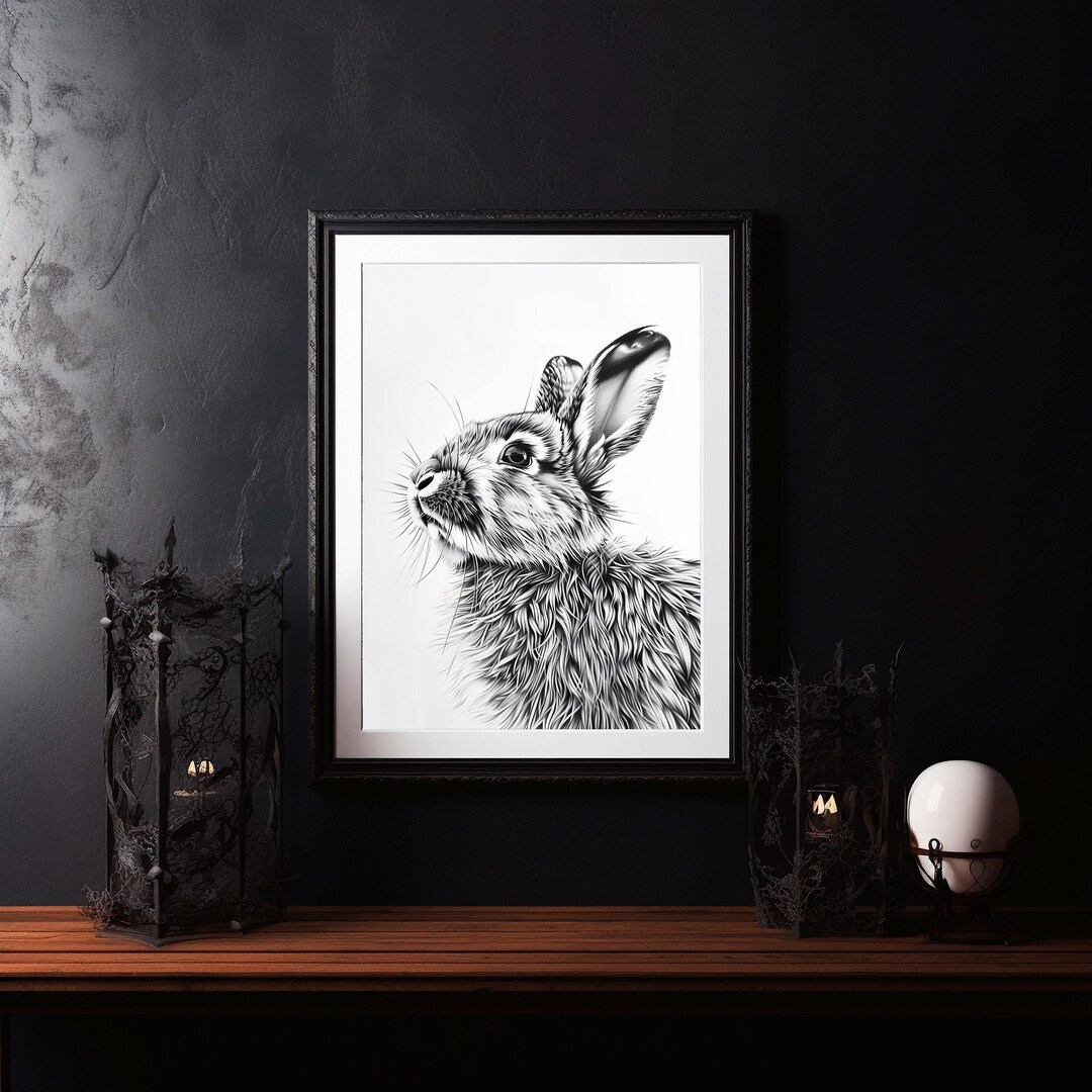 PRINTABLE Rabbit Poster, Digital Bunny Print, Minimalist Sketch Style ...