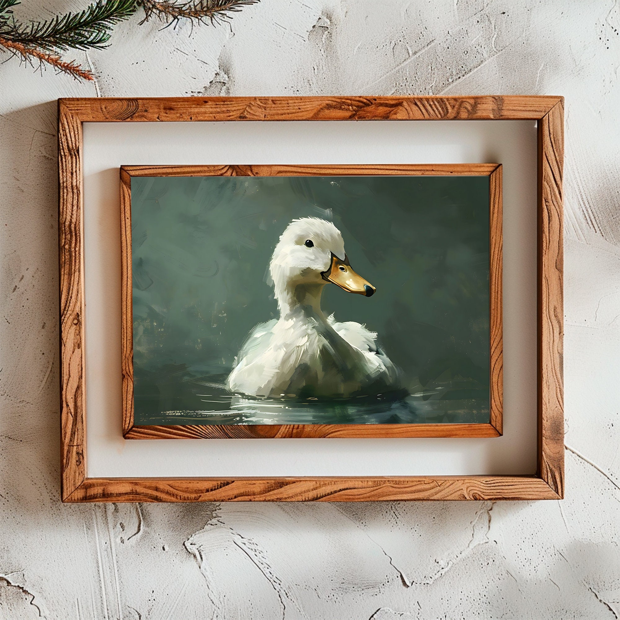 Duck Digital Print, White Duckling Poster, Wall Decor for Living Room ...