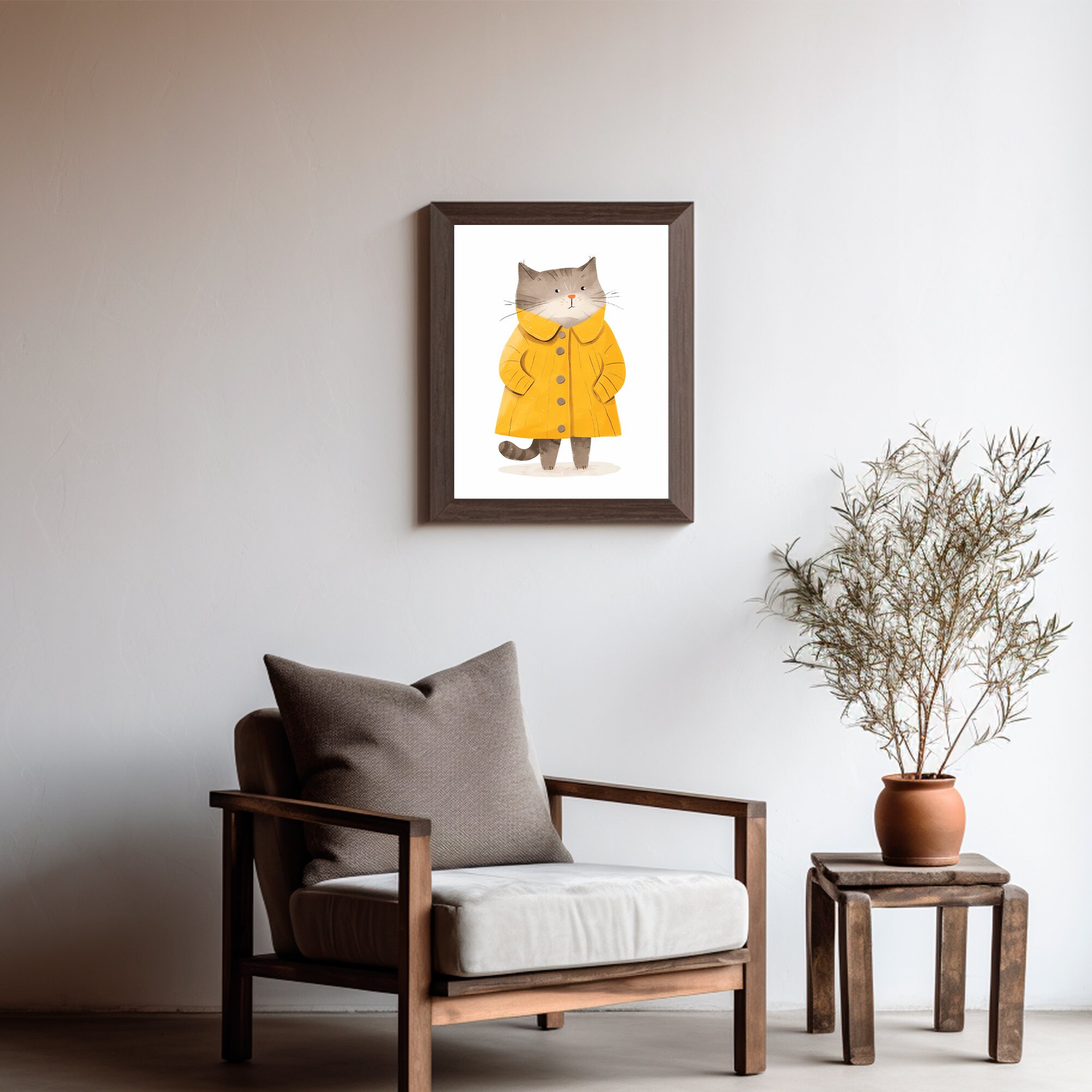 Cute Cat Poster, Funny Illustration, Lovely Cat Drawing, Picture for ...