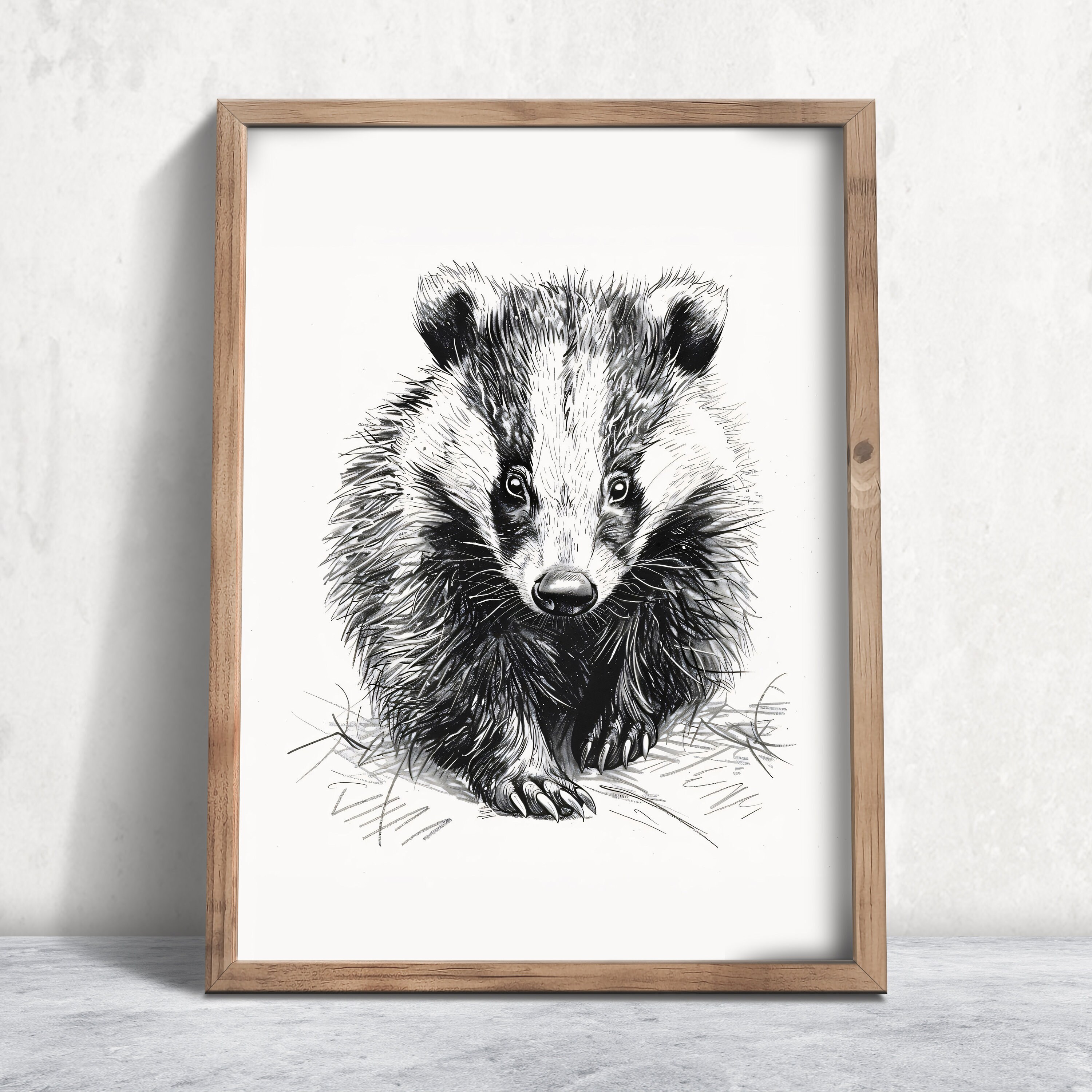 PRINTABLE Badger Poster, Digital Badger Print, Minimalist Sketch Style ...