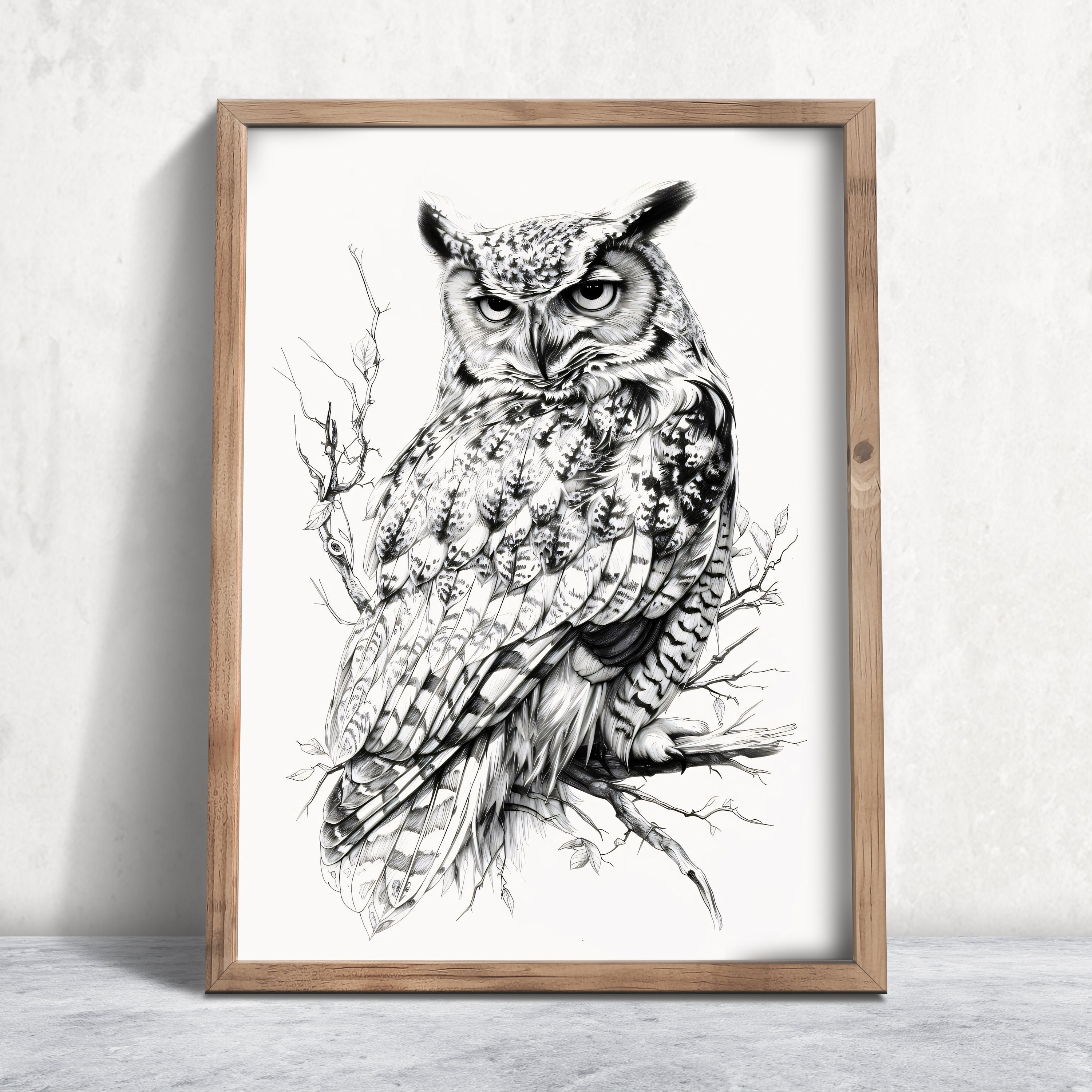 PRINTABLE Owl Poster, Digital Print, Minimalist Sketch Style Poster ...