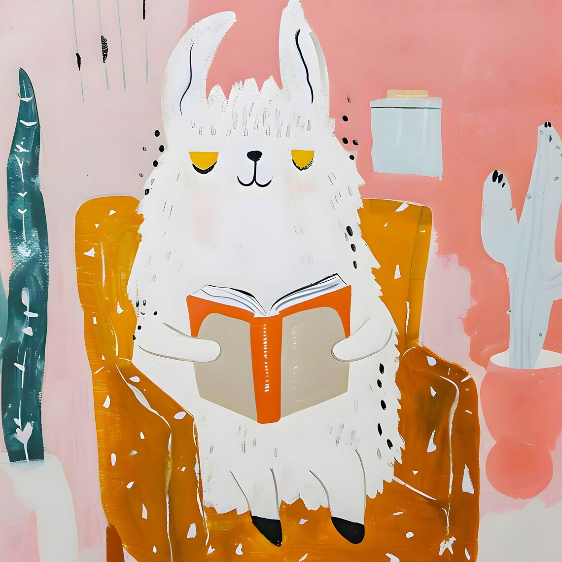 Alpaca Gouache Art Print, Cute Alpaca Illustration, Adorable Wall Decor ...