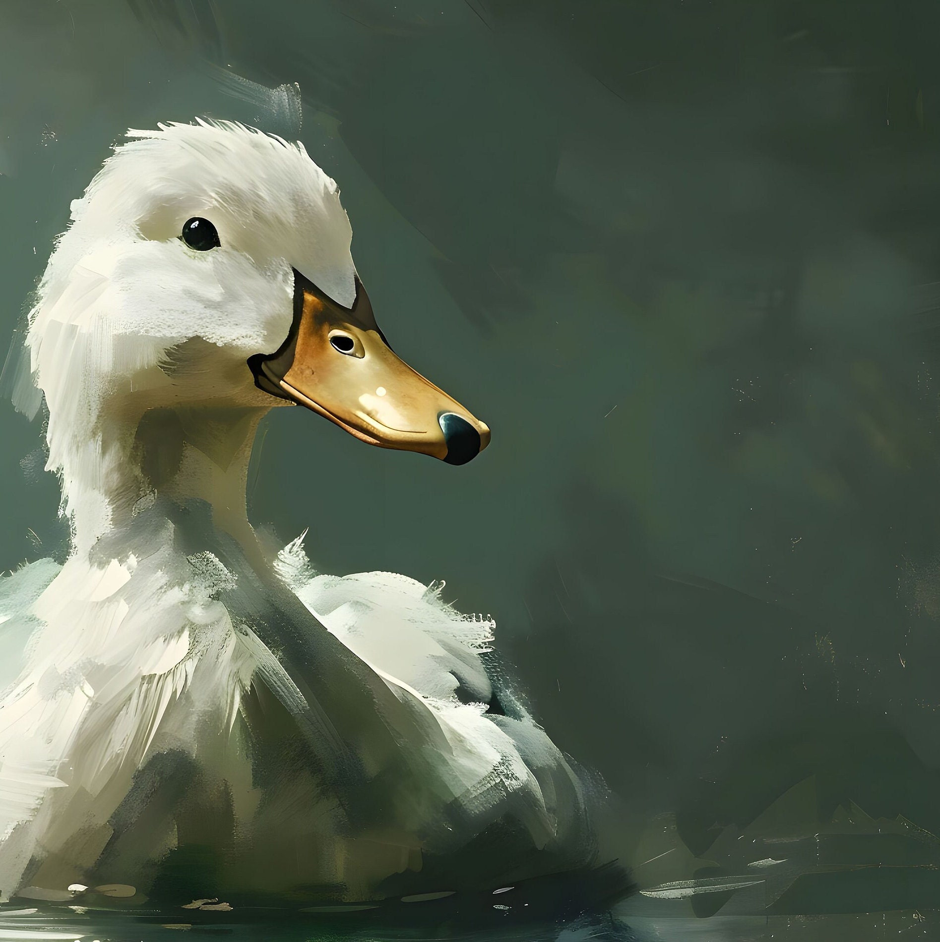 Duck Digital Print, White Duckling Poster, Wall Decor for Living Room ...