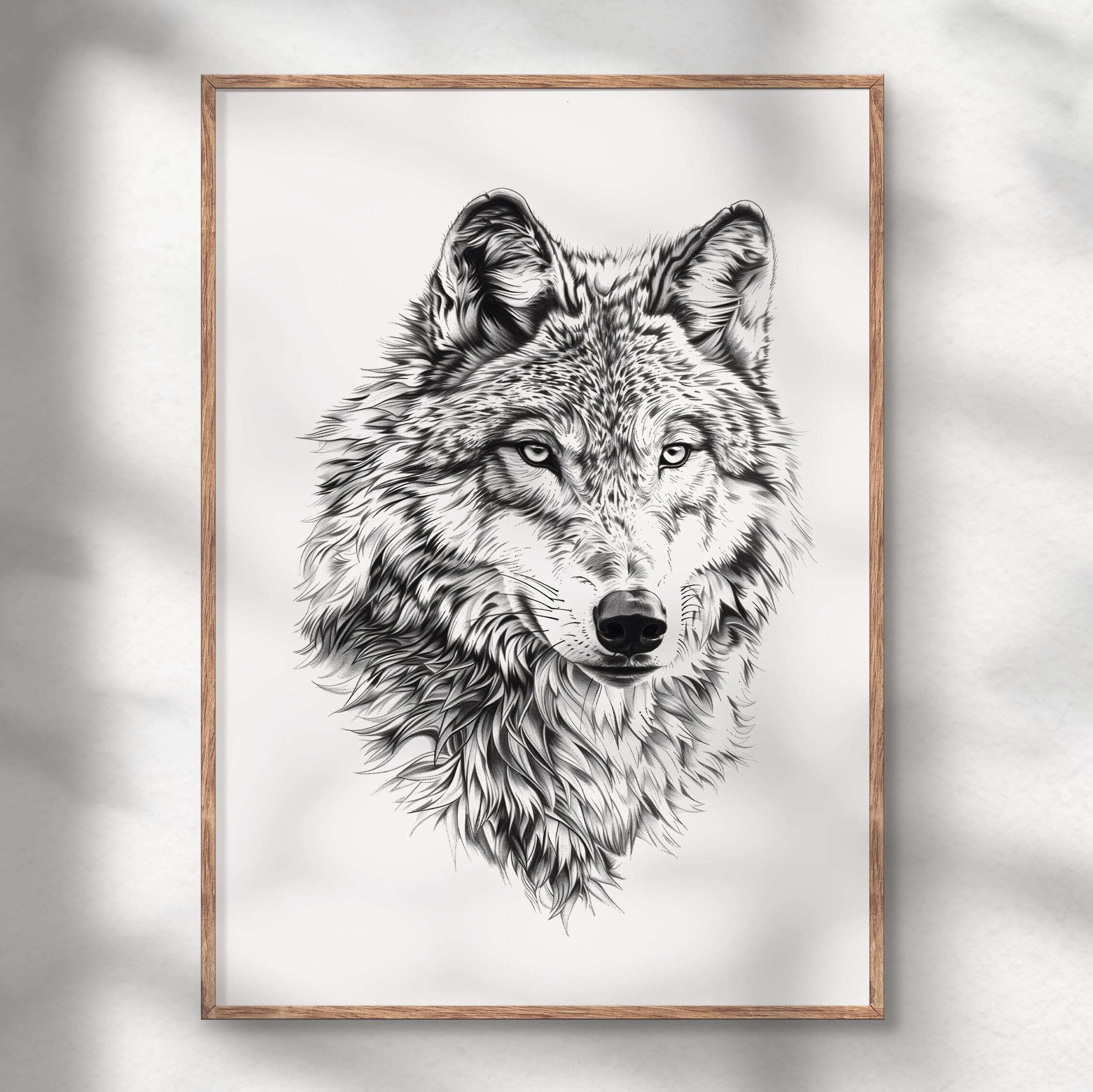 PRINTABLE Wolf Poster, Digital Wolf Print, Minimalist Sketch Style ...