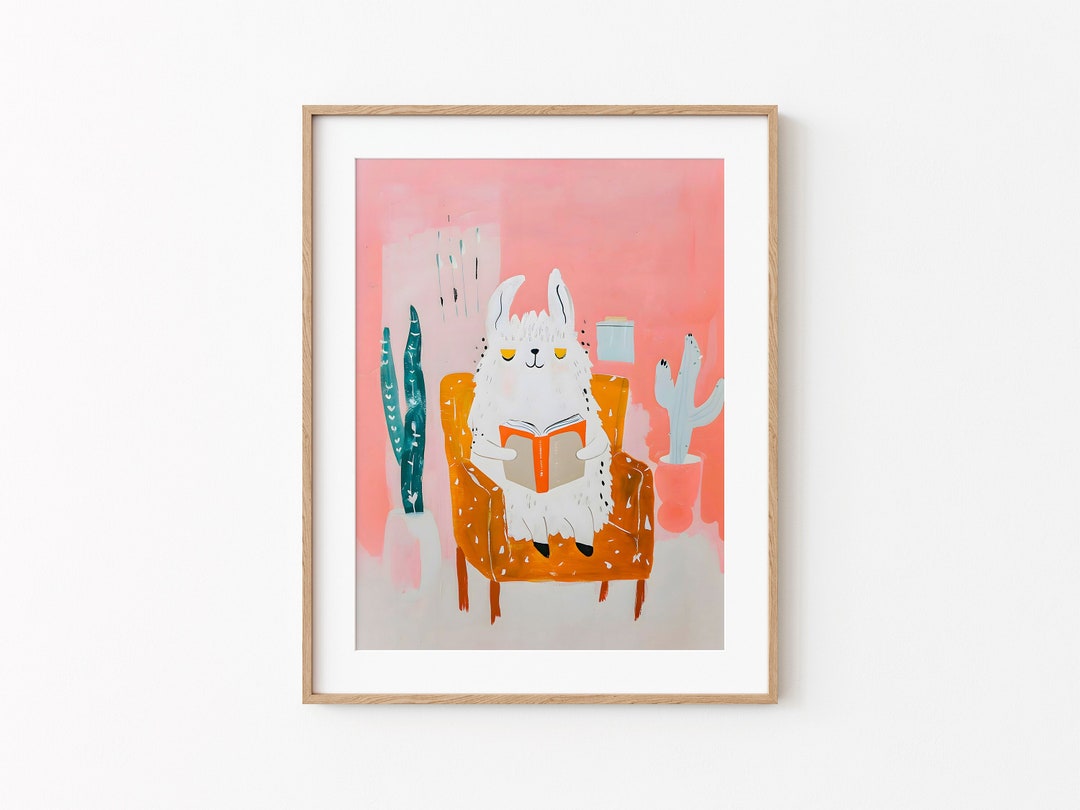 Alpaca Gouache Art Print, Cute Alpaca Illustration, Adorable Wall Decor ...