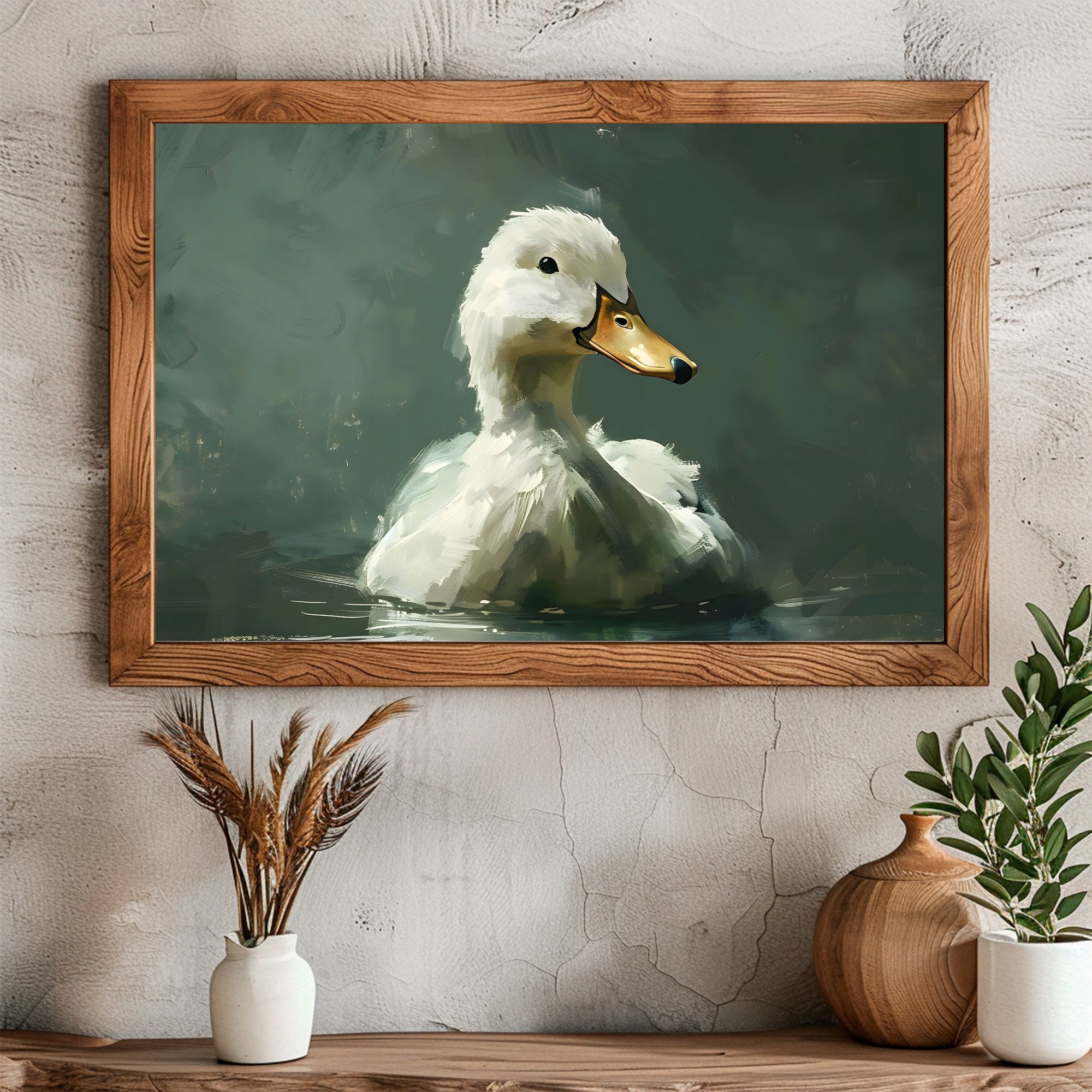 Duck Digital Print, White Duckling Poster, Wall Decor for Living Room ...