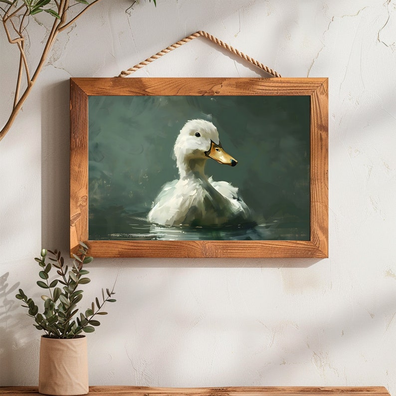 Duck Digital Print, White Duckling Poster, Wall Decor for Living Room ...