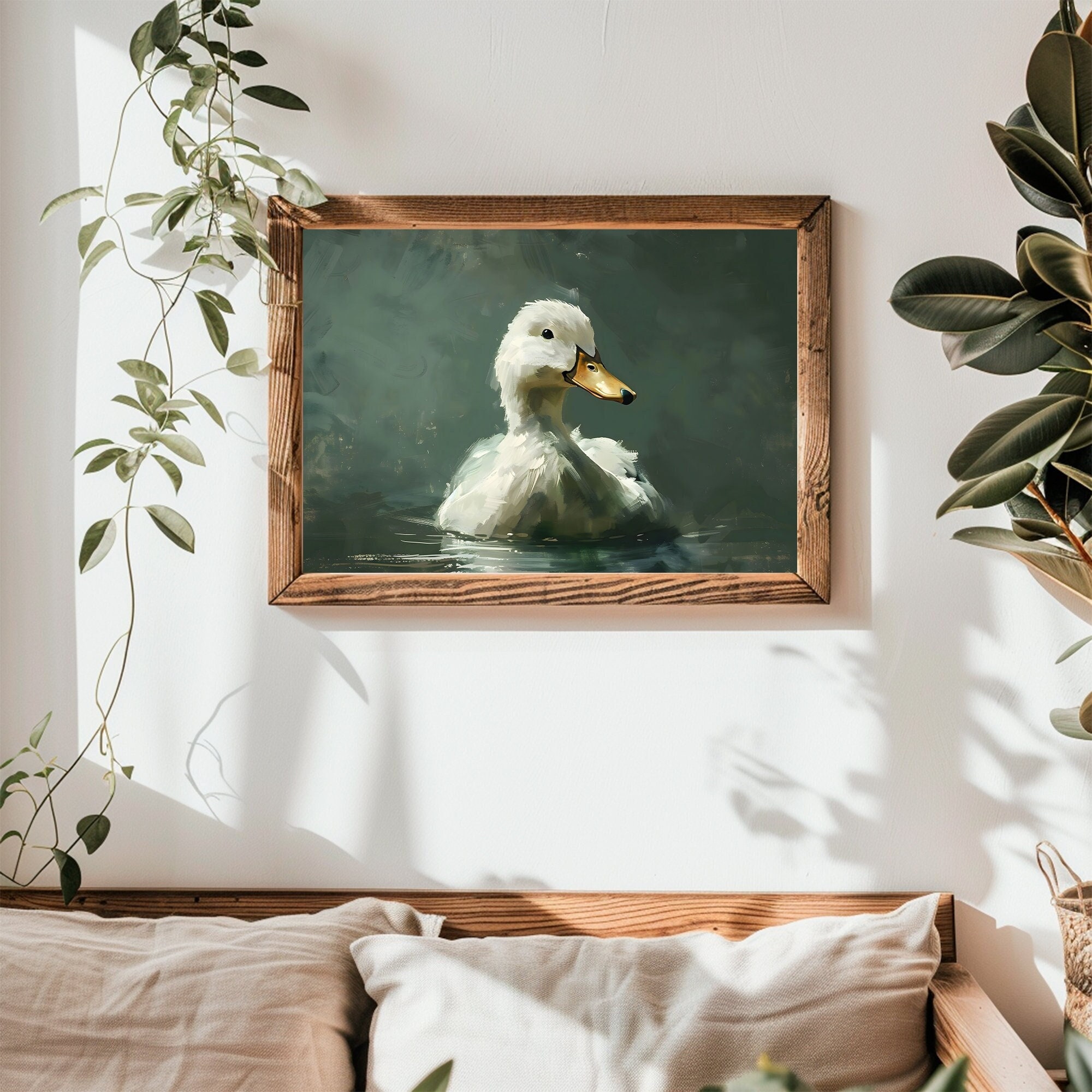 Duck Digital Print, White Duckling Poster, Wall Decor for Living Room ...