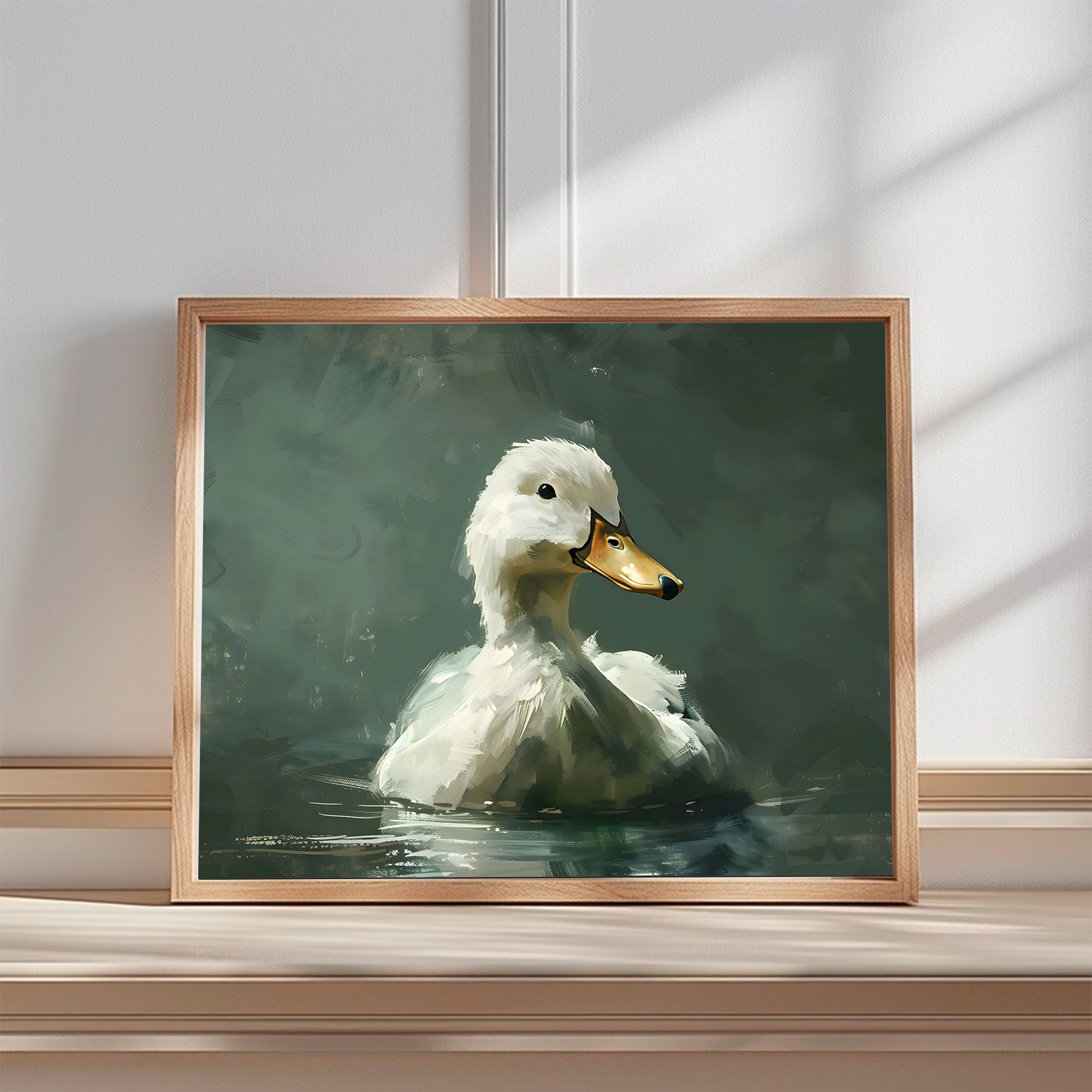 Duck Digital Print, White Duckling Poster, Wall Decor for Living Room ...